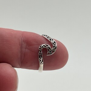 Thin Sterling Silver Wave Ring // Oxidized Bali Filigree Wave Ring ...