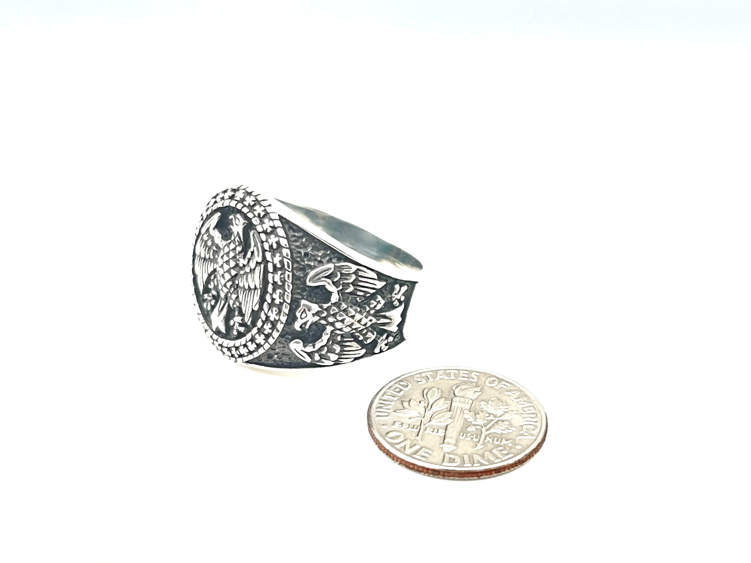 Eagle Signet Ring // 925 Sterling Silver // Oxidized Silver - Etsy