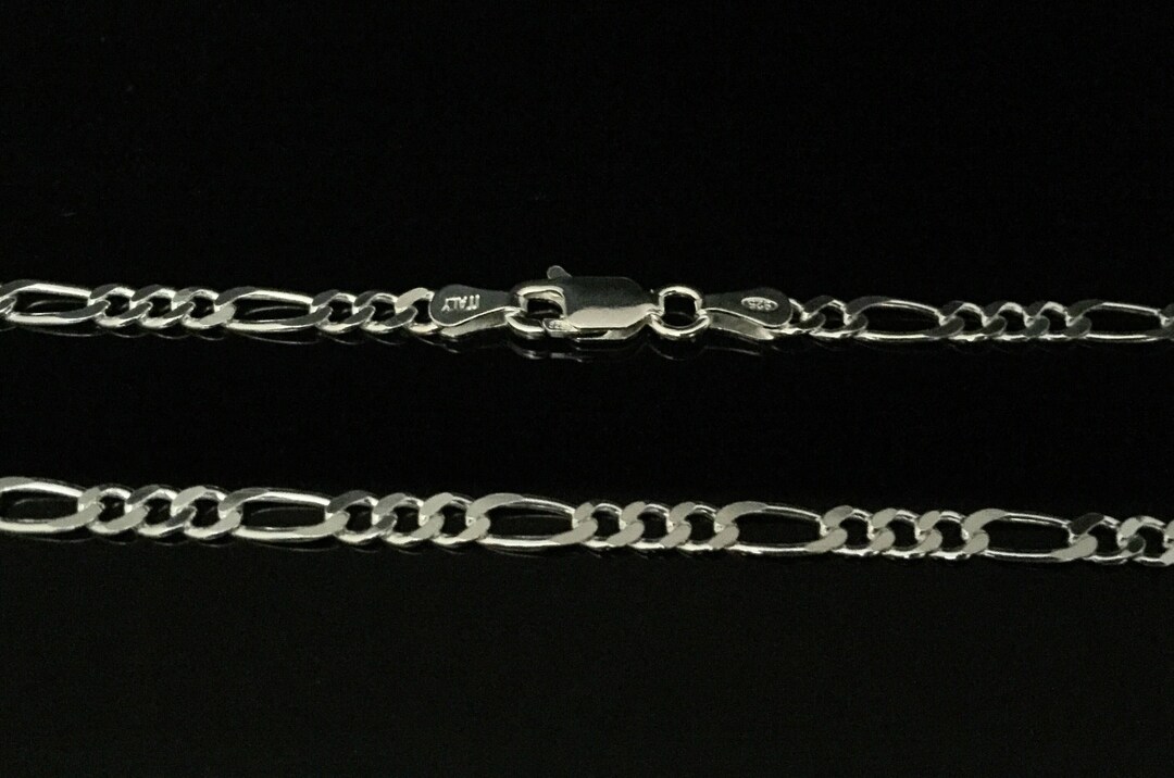 Figaro Chain Necklace // 925 Sterling Silver // Smaller Gage Figaro ...