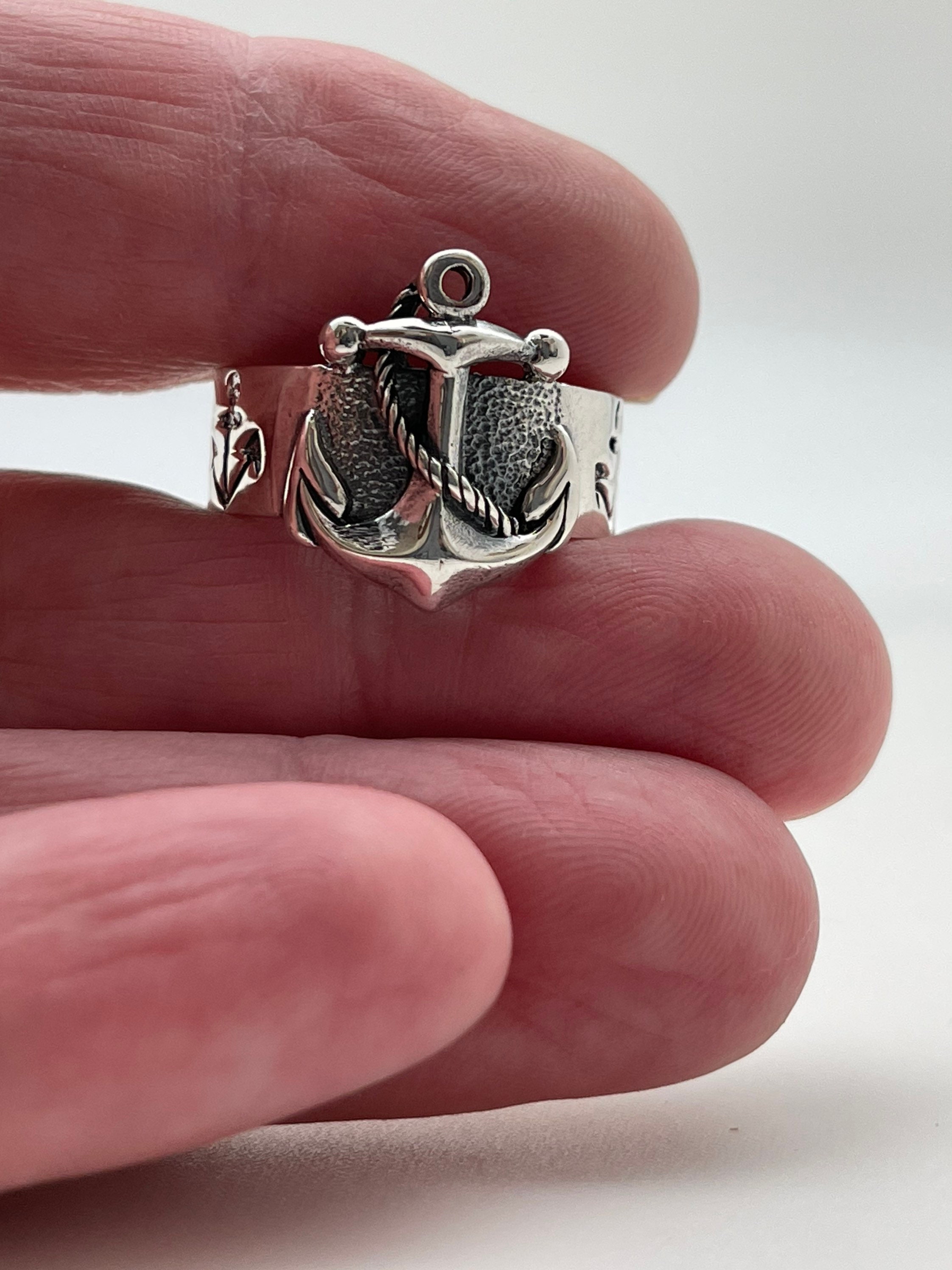 Silver Anchor Ring // 925 Sterling Silver // Nautical Ring | Etsy