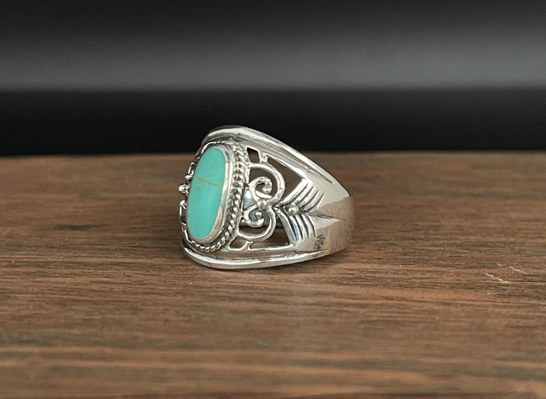 Southwest Turquoise Ring // Western Turquoise Ring // 925 Sterling ...