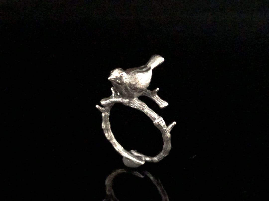 Sterling Silver Robin Ring: Bird on Branch Design - Etsy