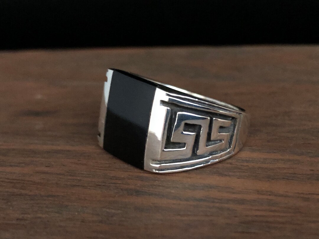 Greek Key Ring Greek Key Infinity Symbol Ring Greek Key Pattern Black ...