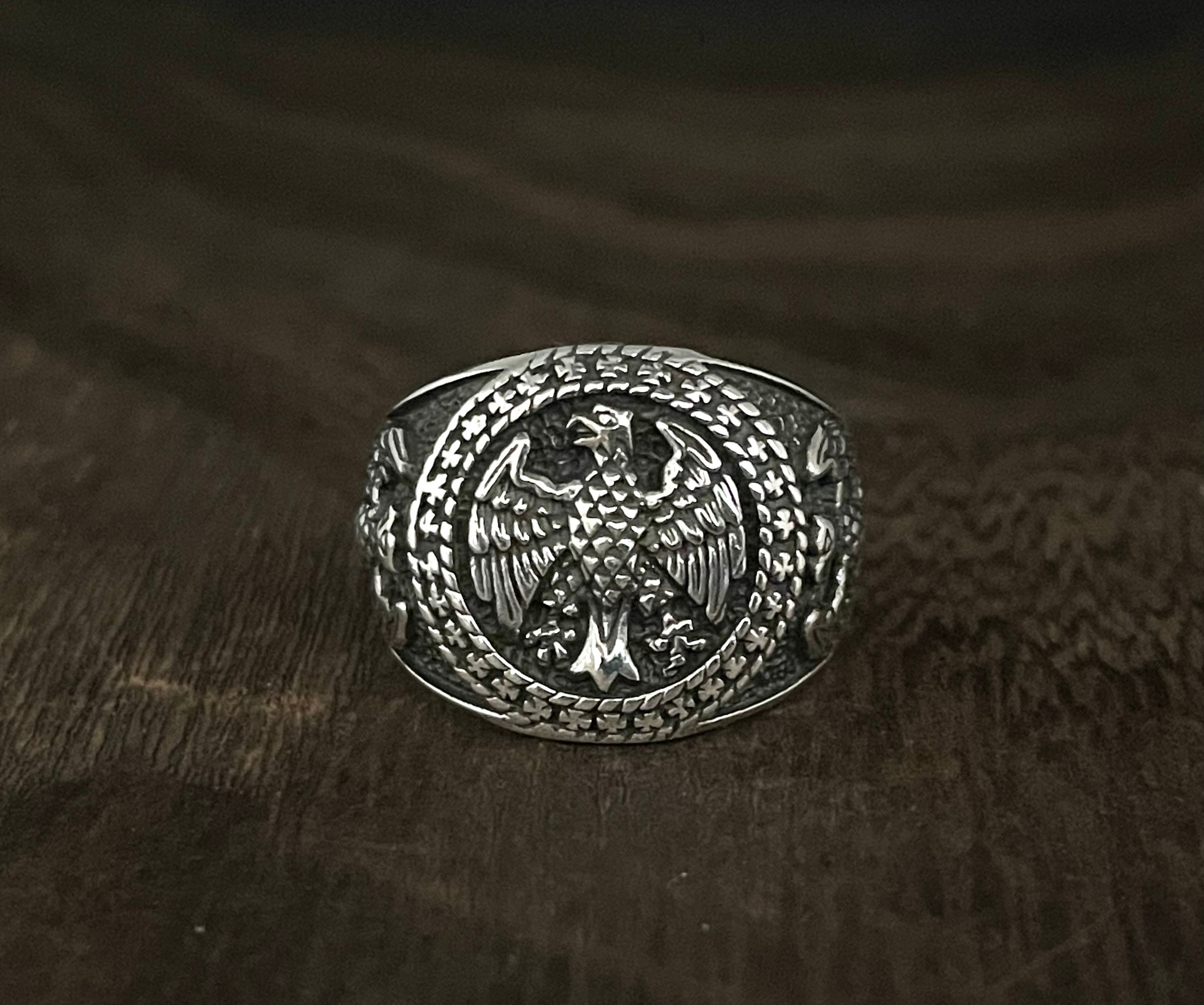 Eagle Signet Ring // 925 Sterling Silver // Oxidized Silver | Etsy