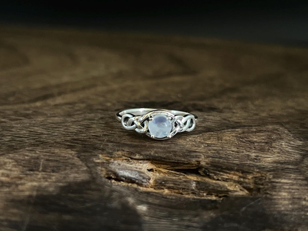 Triquetra Celtic Moonstone Ring: Handcrafted Sterling Silver - Etsy UK
