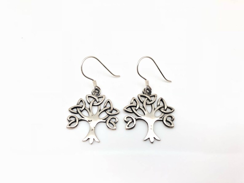 Trinity Tree of Life Earrings 925 Sterling Silver Celtic - Etsy