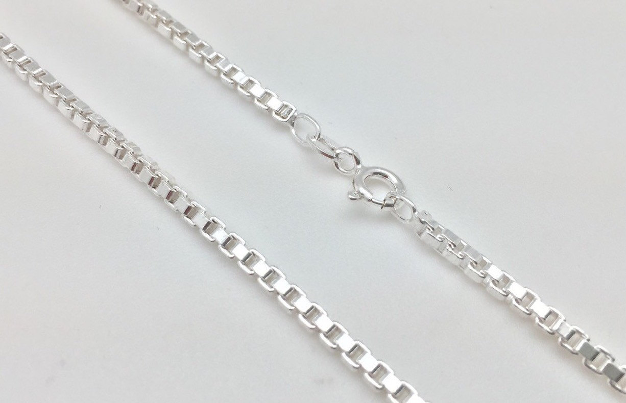 Heavy Silver Link Box Chain // 925 Sterling Silver // 2.4mm | Etsy