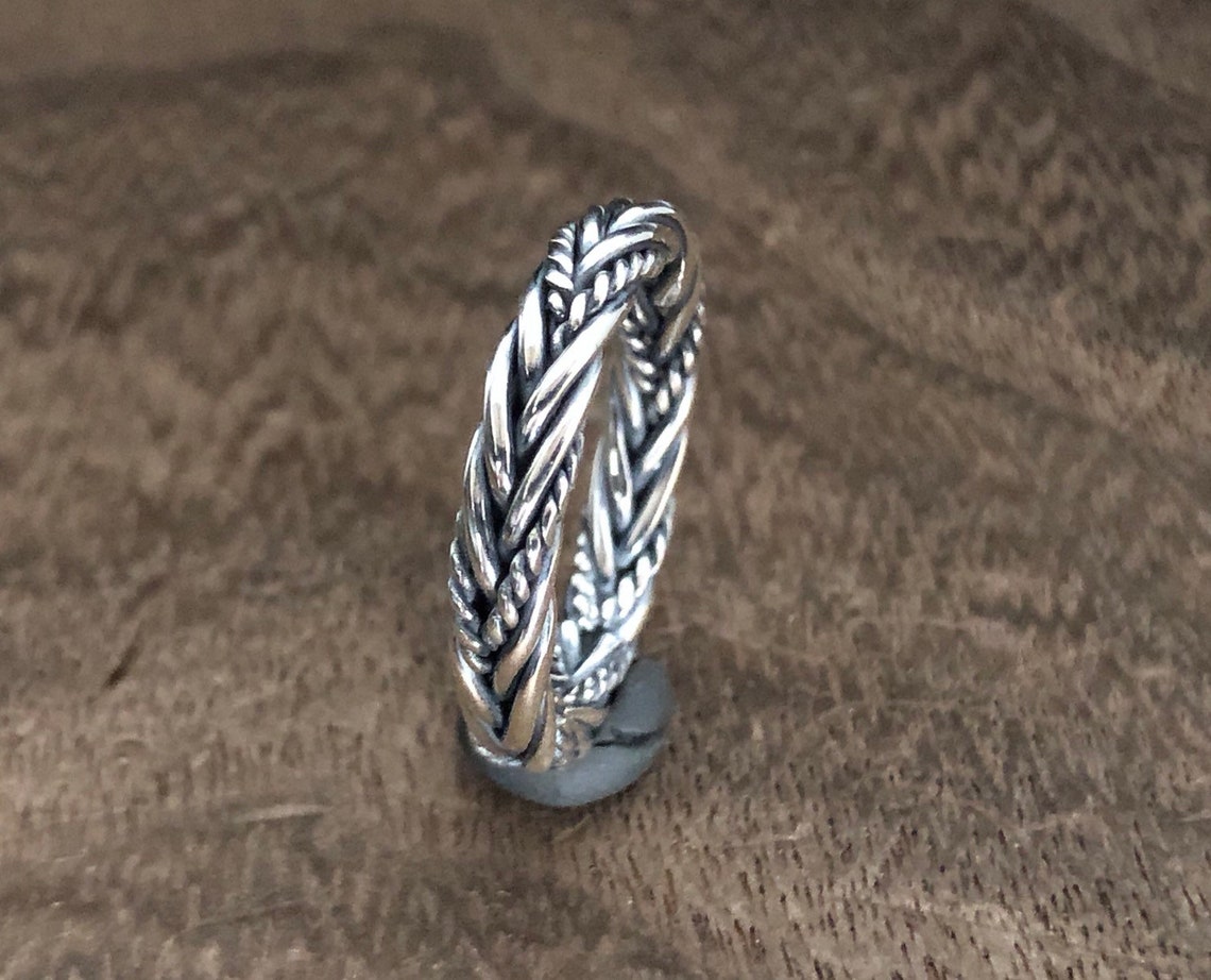 Rustic Rope Braid Silver Ring // 925 Sterling Silver // Celtic - Etsy
