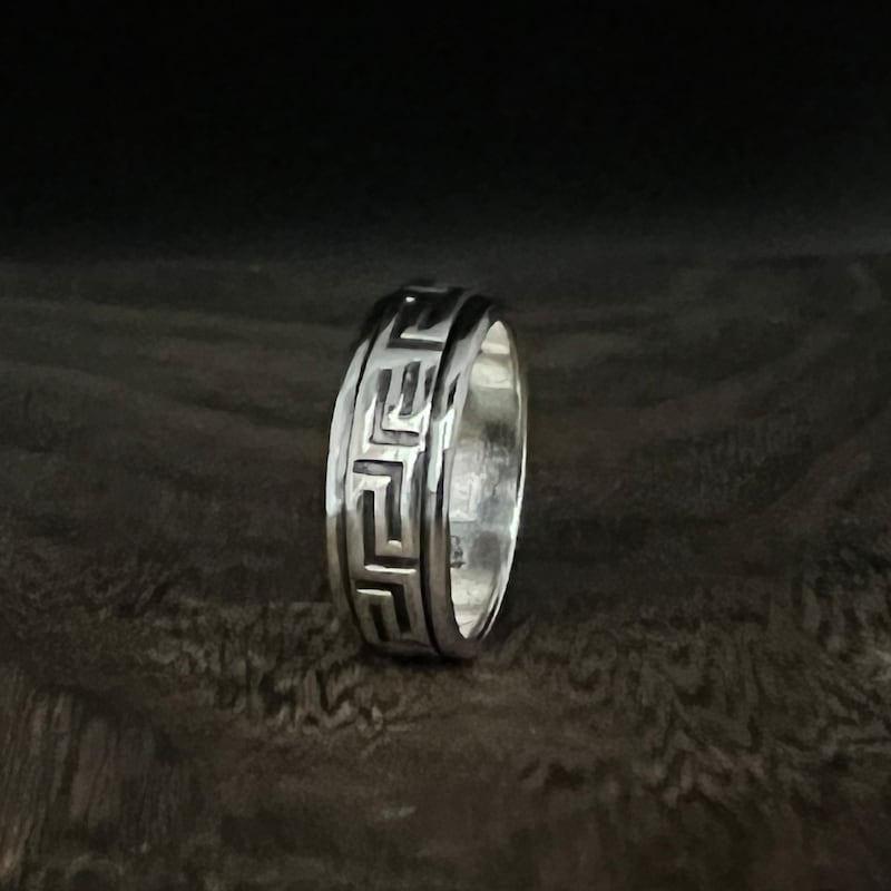 925 Silver Greek Key Ring - Etsy