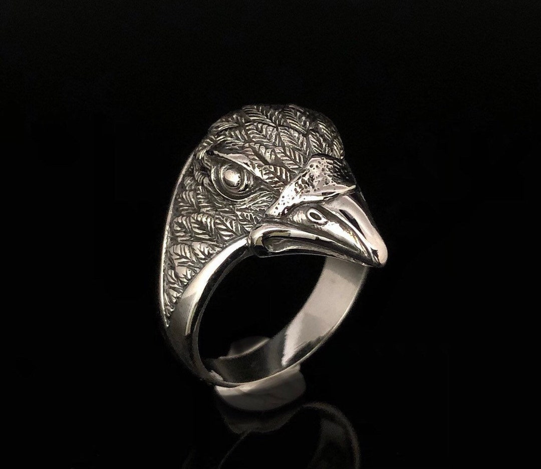 Oxidized Sterling Silver Eagle Head Ring: 925 Hallmark - Etsy