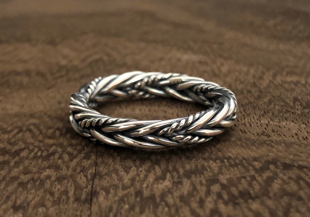 Rustic Rope Braid Silver Ring // 925 Sterling Silver // Sizes 5 to 12 ...