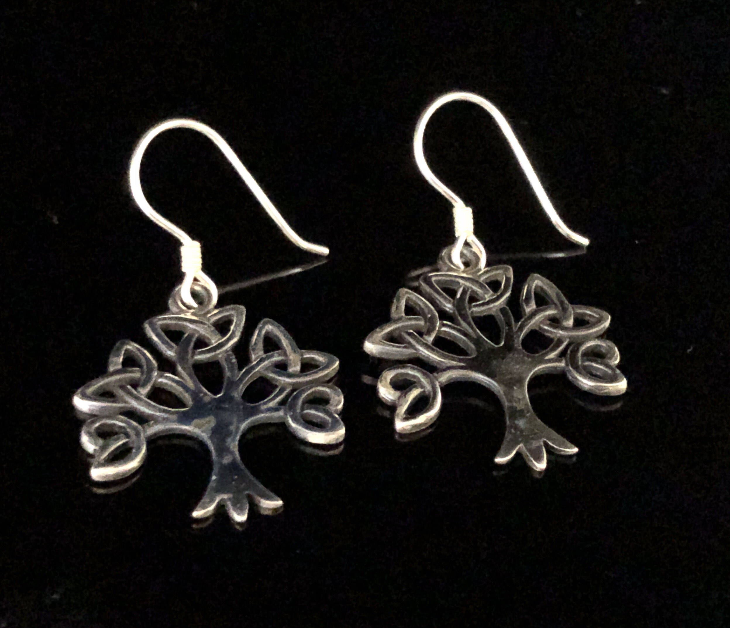 Trinity Tree of Life Earrings 925 Sterling Silver Celtic | Etsy