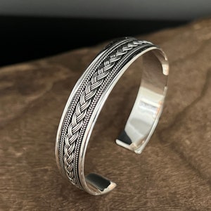 Braided Silver Cuff Bracelet - 925 Sterling Silver - Handmade - Etsy