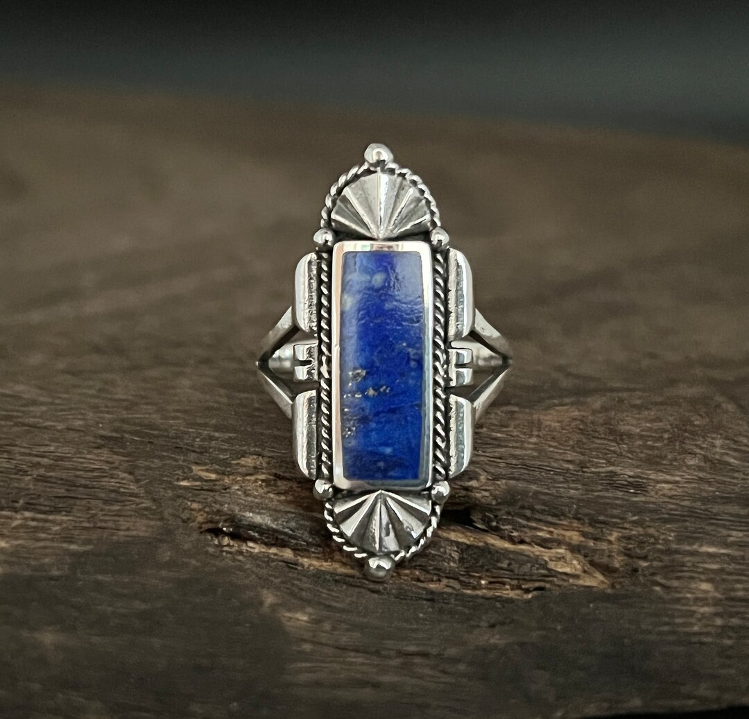 Blue Lapis Sterling Silver Ring: Handmade Western Design - Etsy