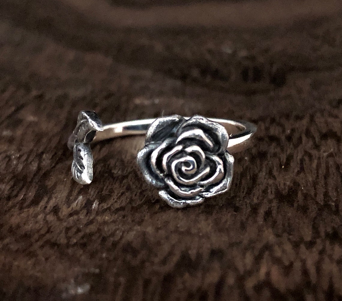 Open Silver Rose Ring // 925 Sterling Silver // Oxidized // - Etsy