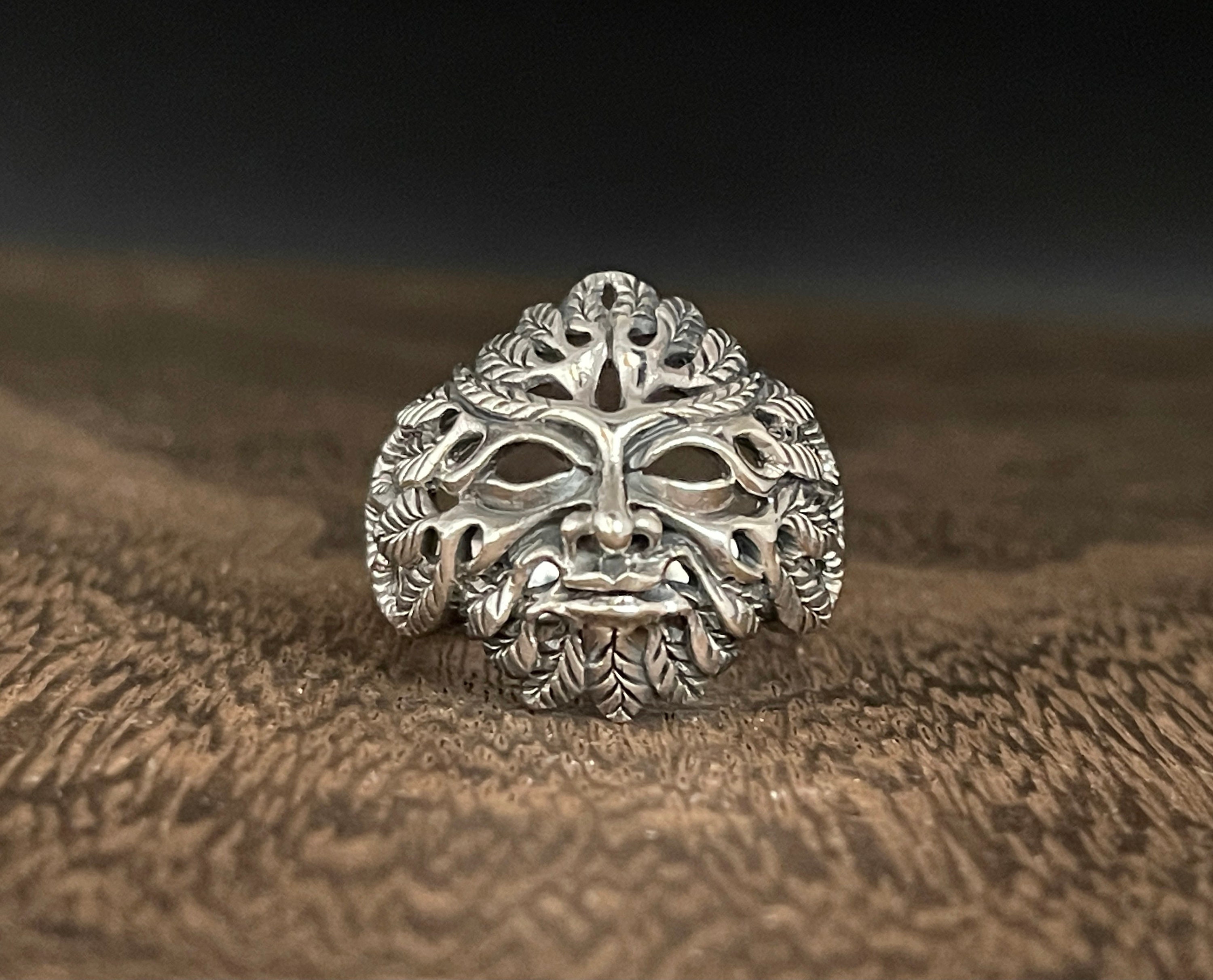 Green Man Viking Ring // 925 Sterling Silver // Viking Ring - Etsy