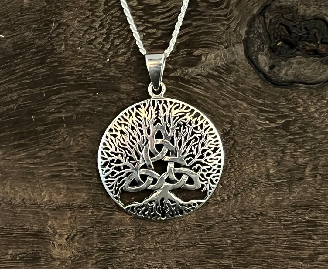 Celtic Triquetra Tree of Life Pendant - 925 Sterling Silver - Oxidized ...