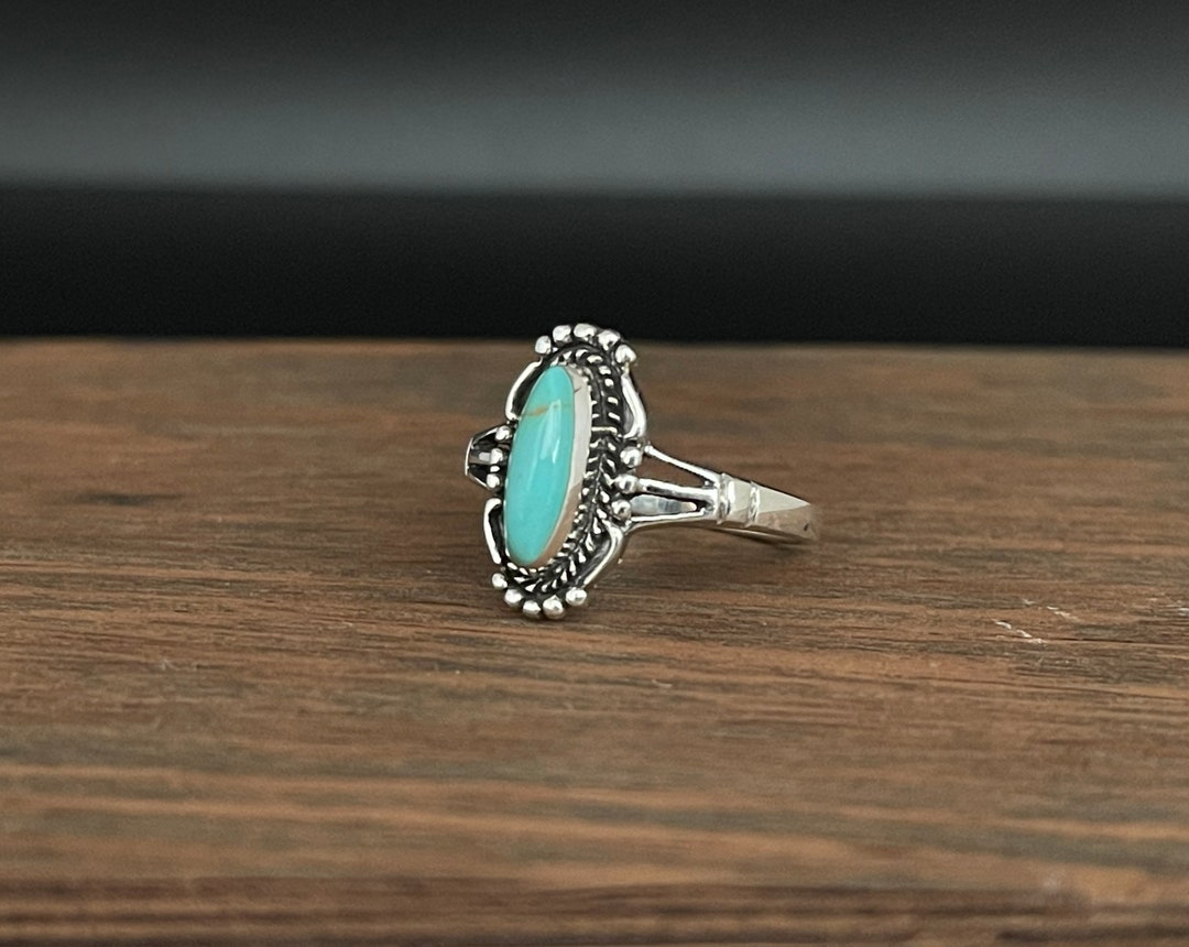 Vintage Western Turquoise Ring Size 10 // 925 Sterling Silver ...