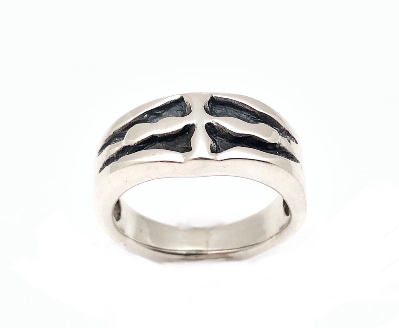 Silver Cross Ring // Sterling Silver Cross Ring // Oxidized | Etsy