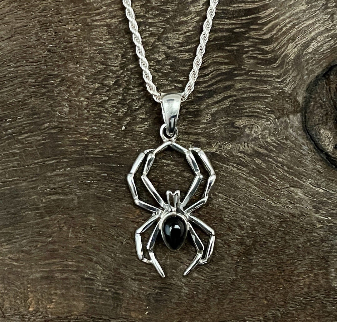 Spider Pendant 925 Sterling Silver Black Widow Spider Pendant Necklace ...