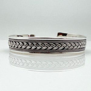 Braided Silver Cuff Bracelet - 925 Sterling Silver - Handmade - Etsy