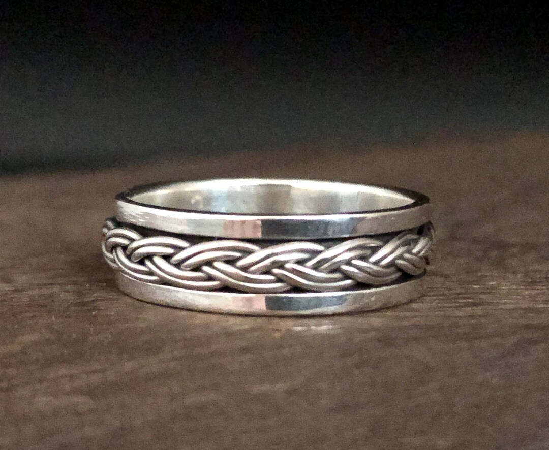 Braided Silver Spin Ring // Double Braid Silver Spin Ring // 925 ...