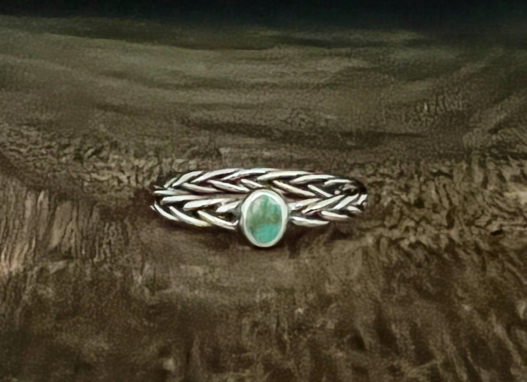 Thin Braid Turquoise Ring // 925 Sterling Silver // Braided Turquoise Ring // Sizes 5 to 10 - Etsy