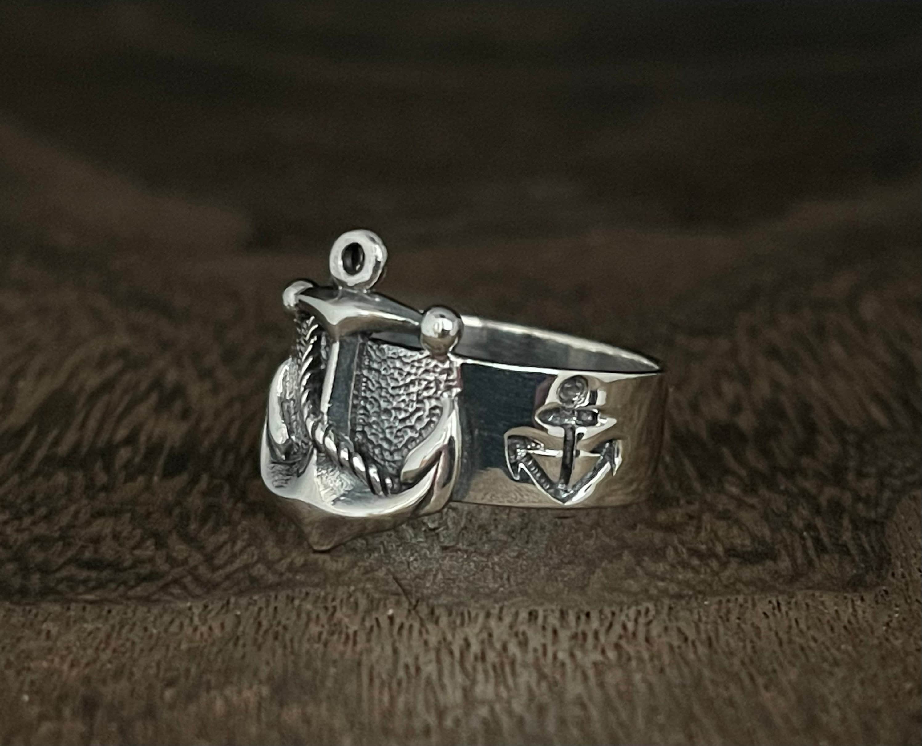 Silver Anchor Ring // 925 Sterling Silver // Nautical Ring | Etsy