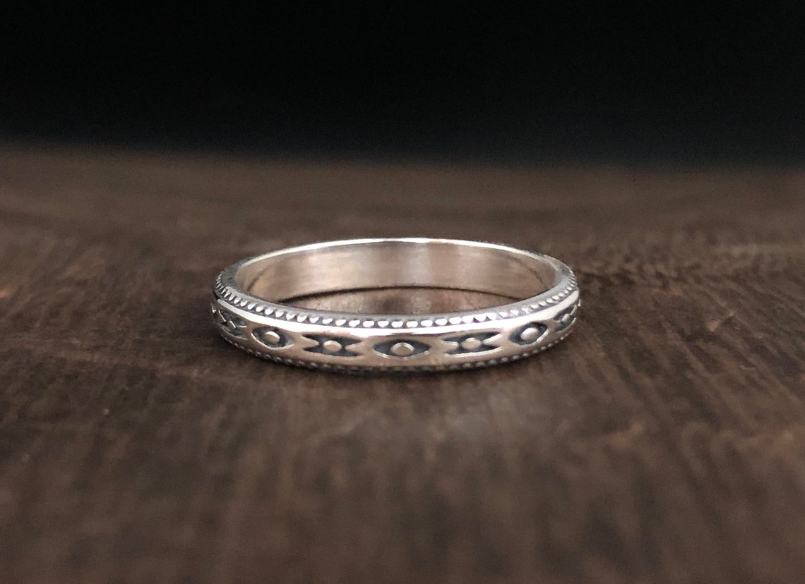 Thin Aztec Band Silver Ring 925 Sterling Silver - Etsy