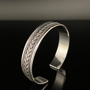 Braided Silver Cuff Bracelet - 925 Sterling Silver - Handmade - Etsy