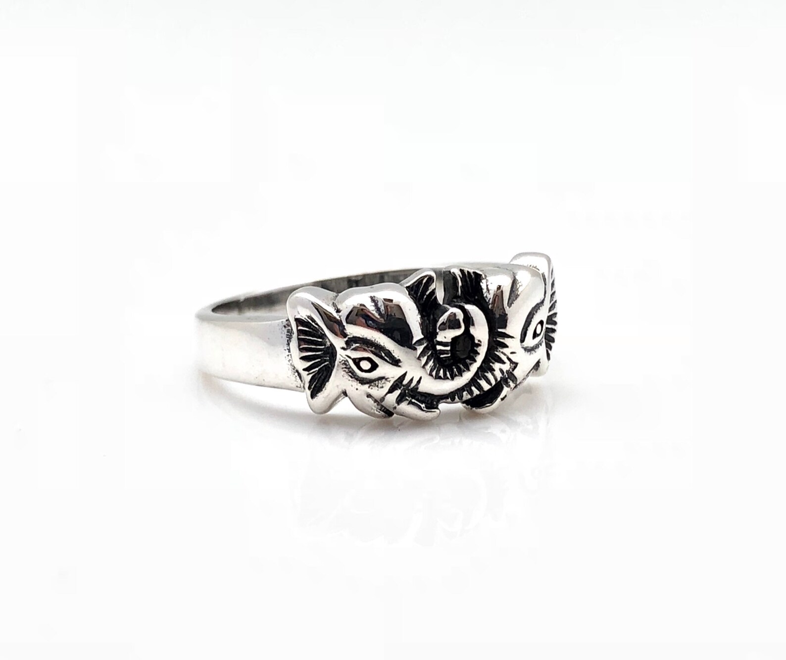Lucky Elephants Ring // Silver Elephant Ring // 925 Sterling Silver ...
