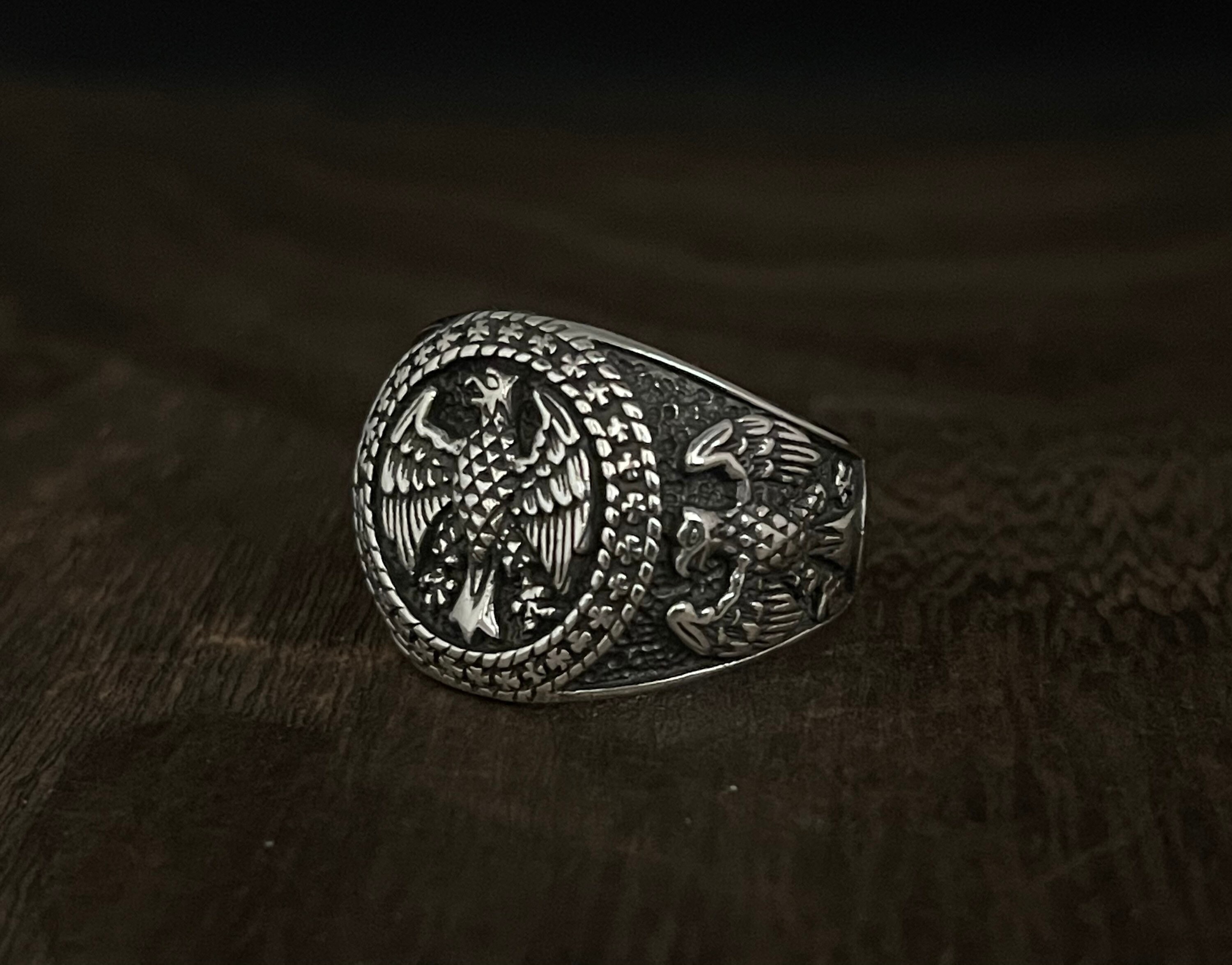 Eagle Signet Ring // 925 Sterling Silver // Oxidized Silver - Etsy