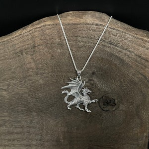 Medieval Dragon Pendant - 925 Sterling Silver - Silver Dragon Necklace ...