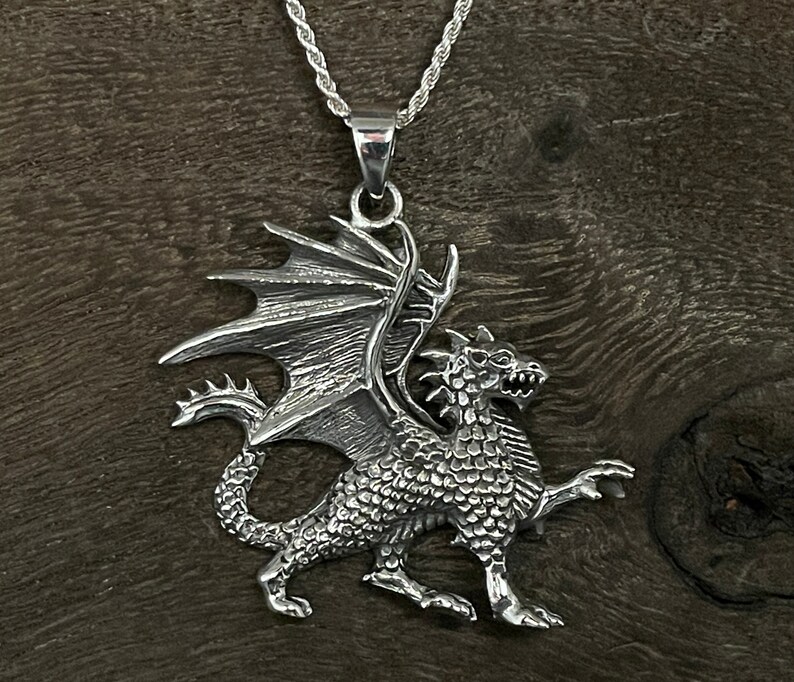 Medieval Dragon Pendant 925 Sterling Silver Silver Dragon - Etsy