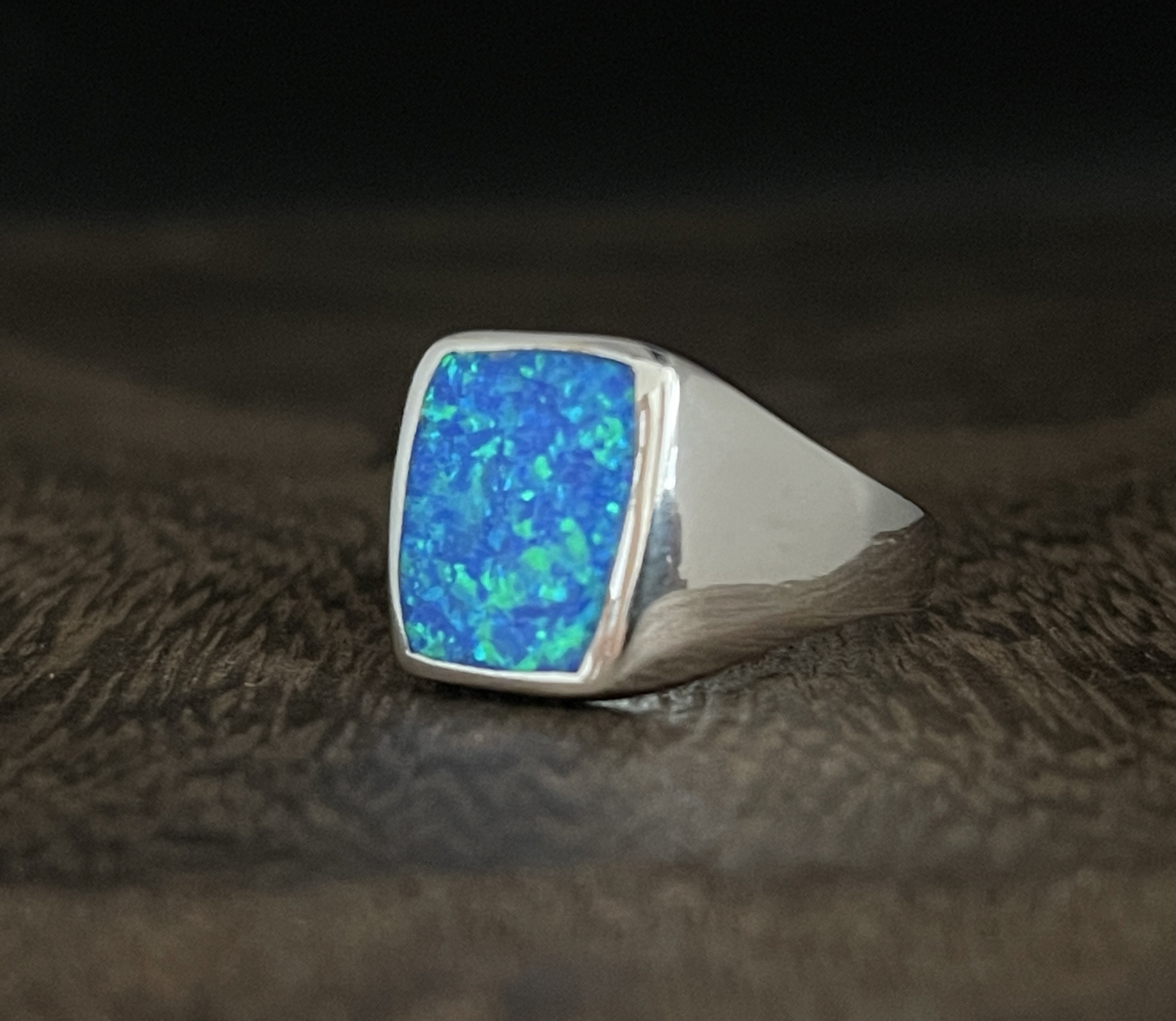 Blue Opal Rings Sterling Silver