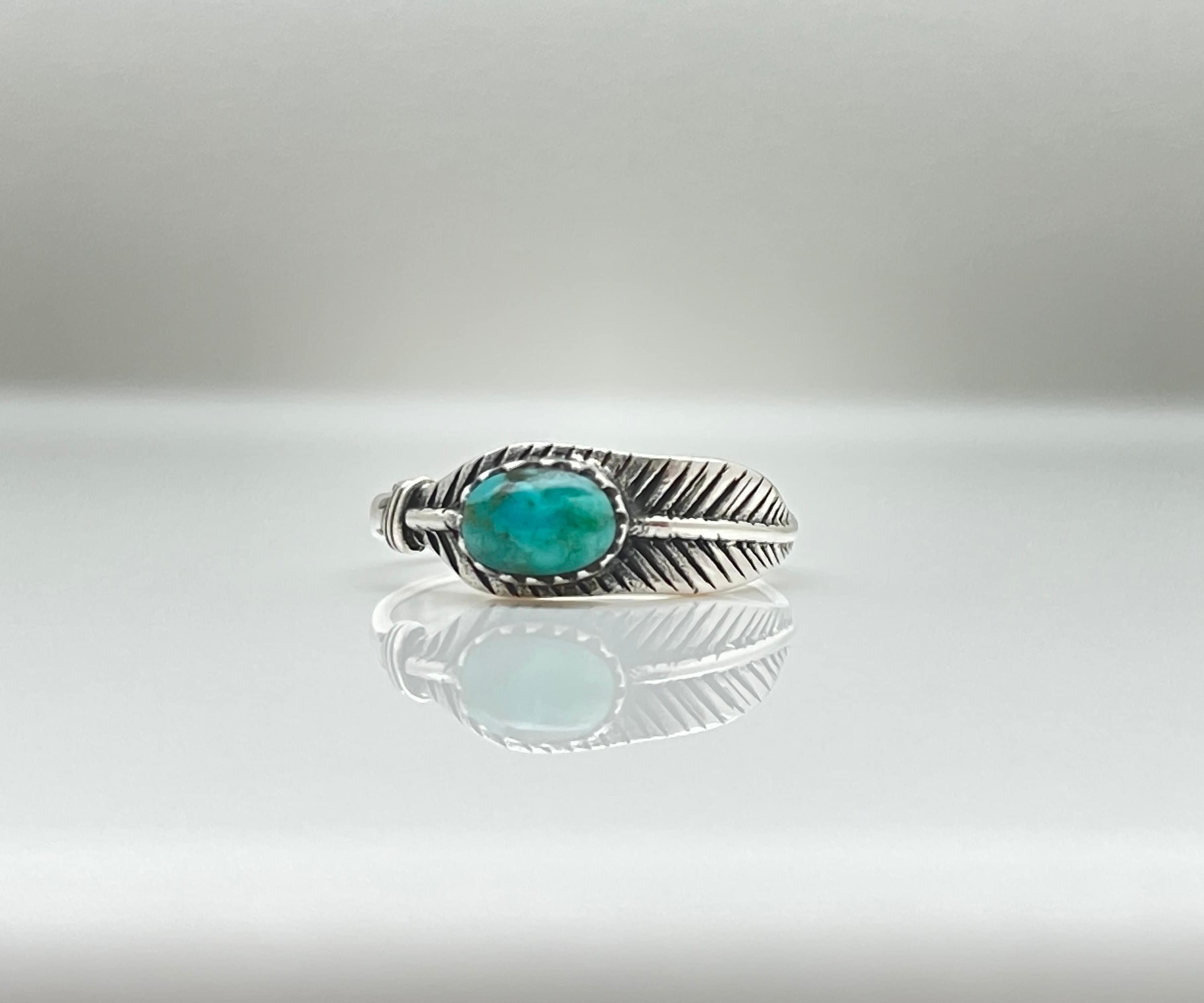 Sterling Turquoise Feather Ring // Silver Feather Ring // 925 - Etsy