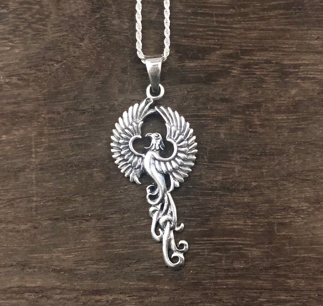 Phoenix Pendant- 925 Sterling Silver - Oxidized Phoenix Pendant ...