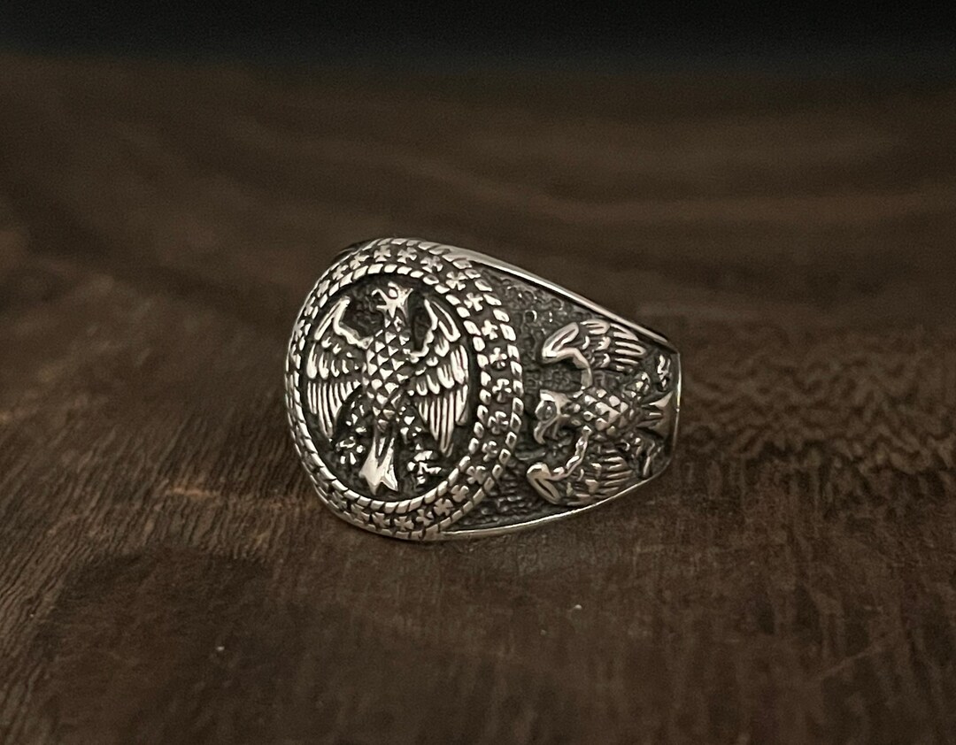 Eagle Signet Ring // 925 Sterling Silver // Oxidized Silver Eagle Ring ...