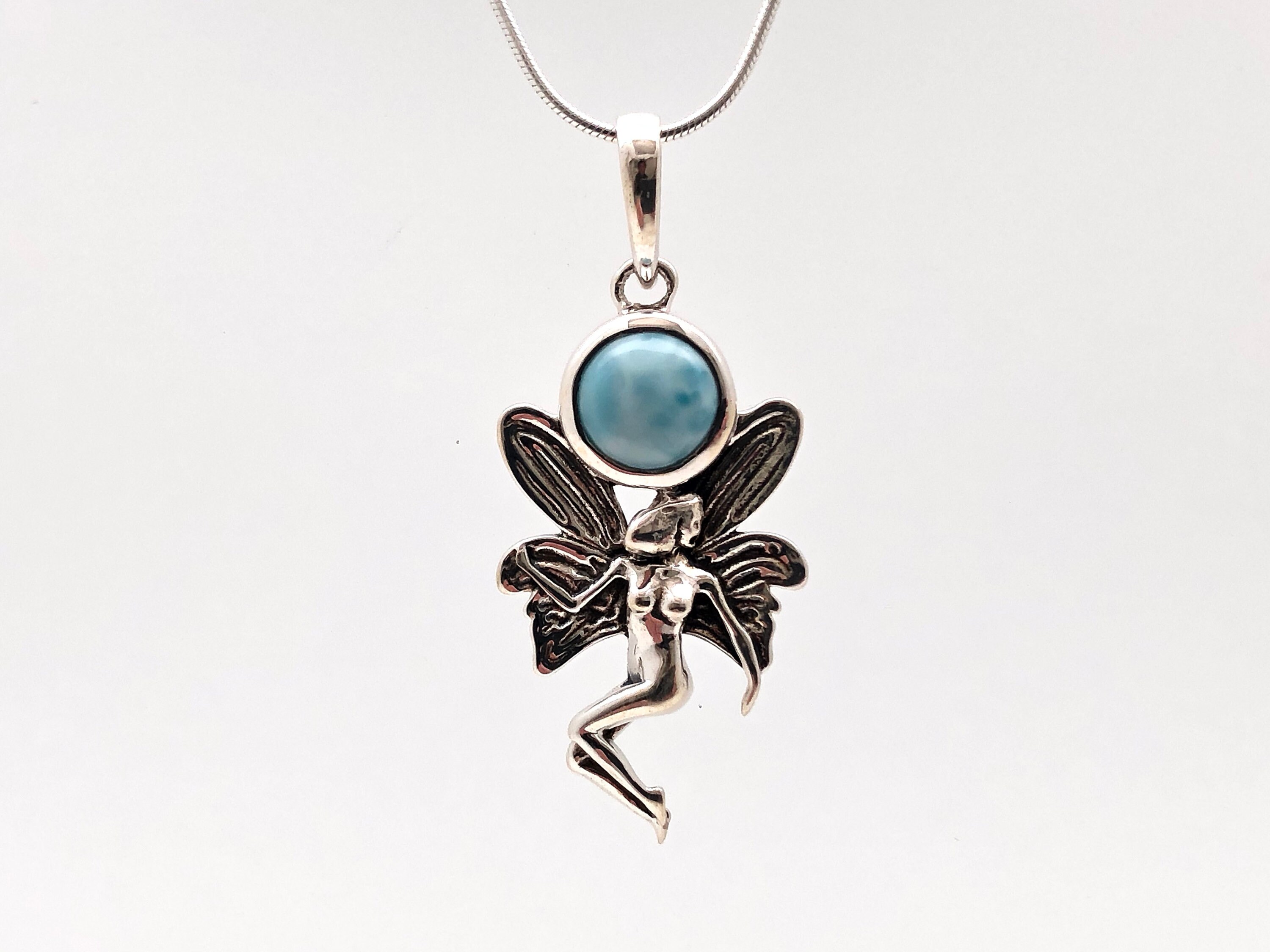 Fairy Pendant Silver Fairy Pendant Larimar Silver Fairy | Etsy
