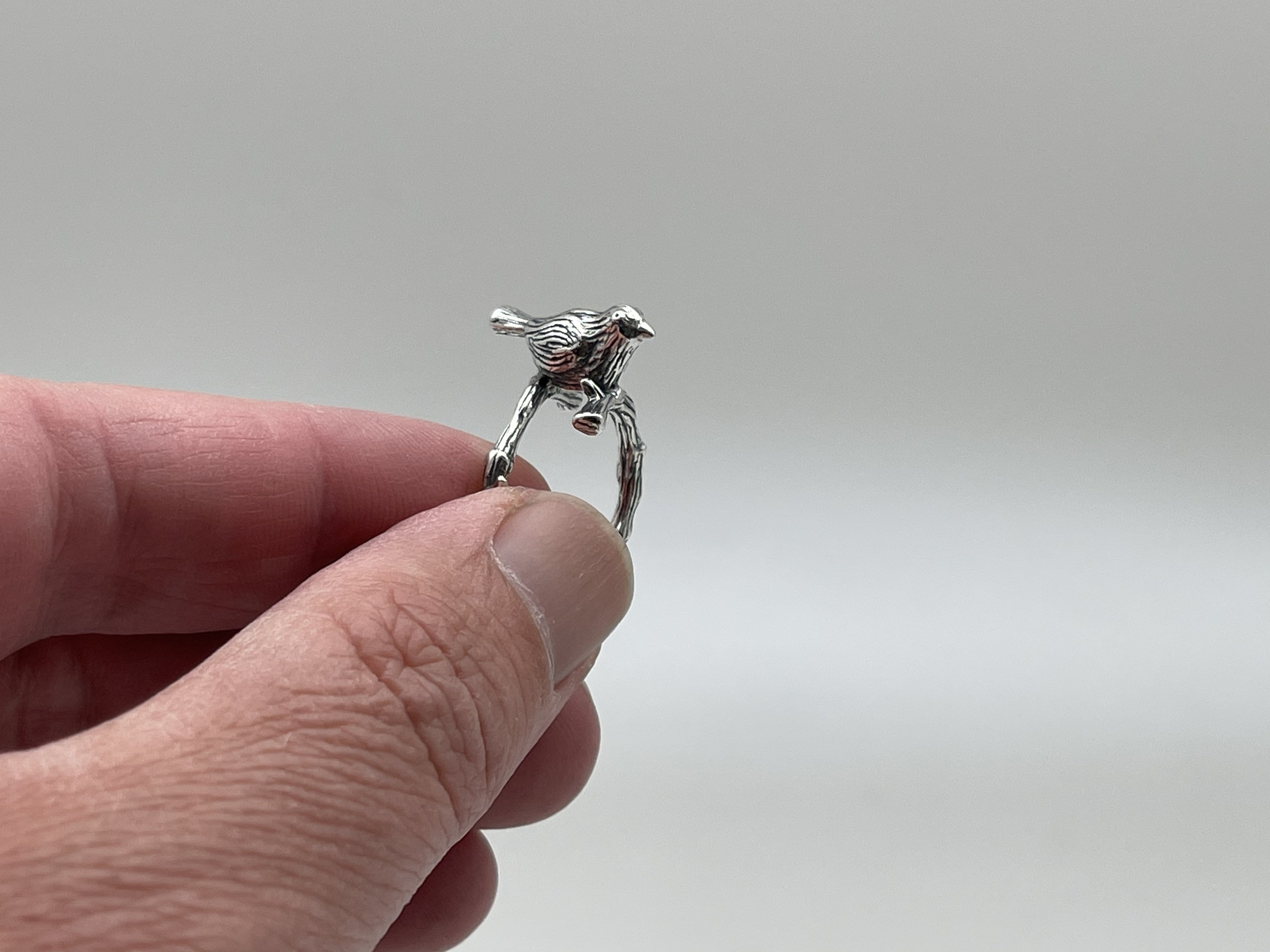 Sterling Silver Robin Ring: Bird on Branch Design - Etsy
