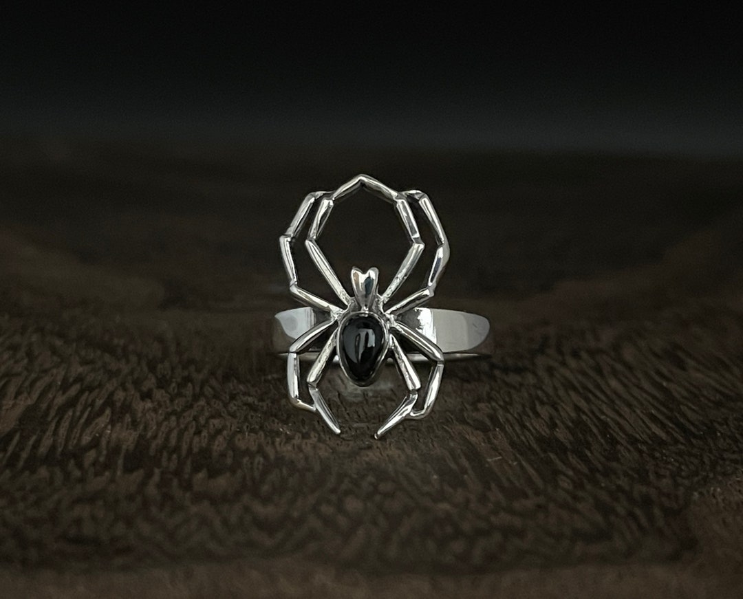 Onyx Spider Ring: 925 Sterling Silver - Etsy