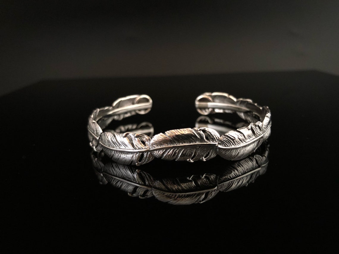Feathers Cuff Bracelet Silver Feather Bracelet Silver | Etsy