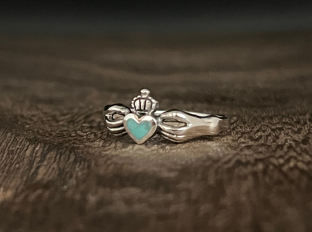Claddagh Ring With Turquoise - 925 Sterling Silver -- Sizes 5 to 10 - Etsy