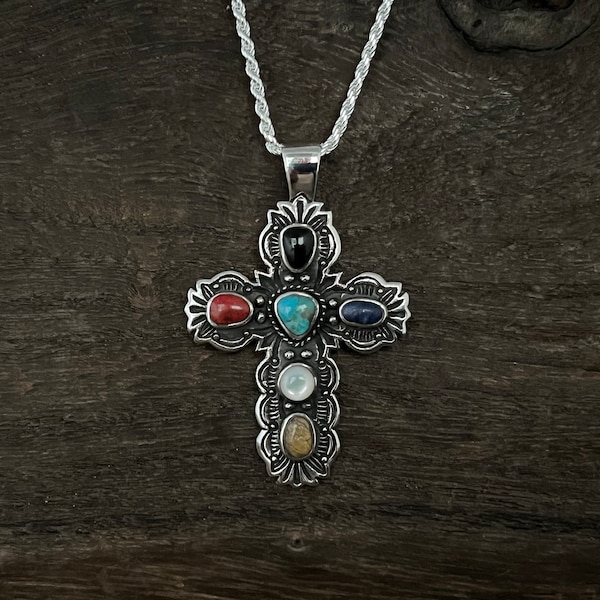 Stone Cross Pendant - Etsy