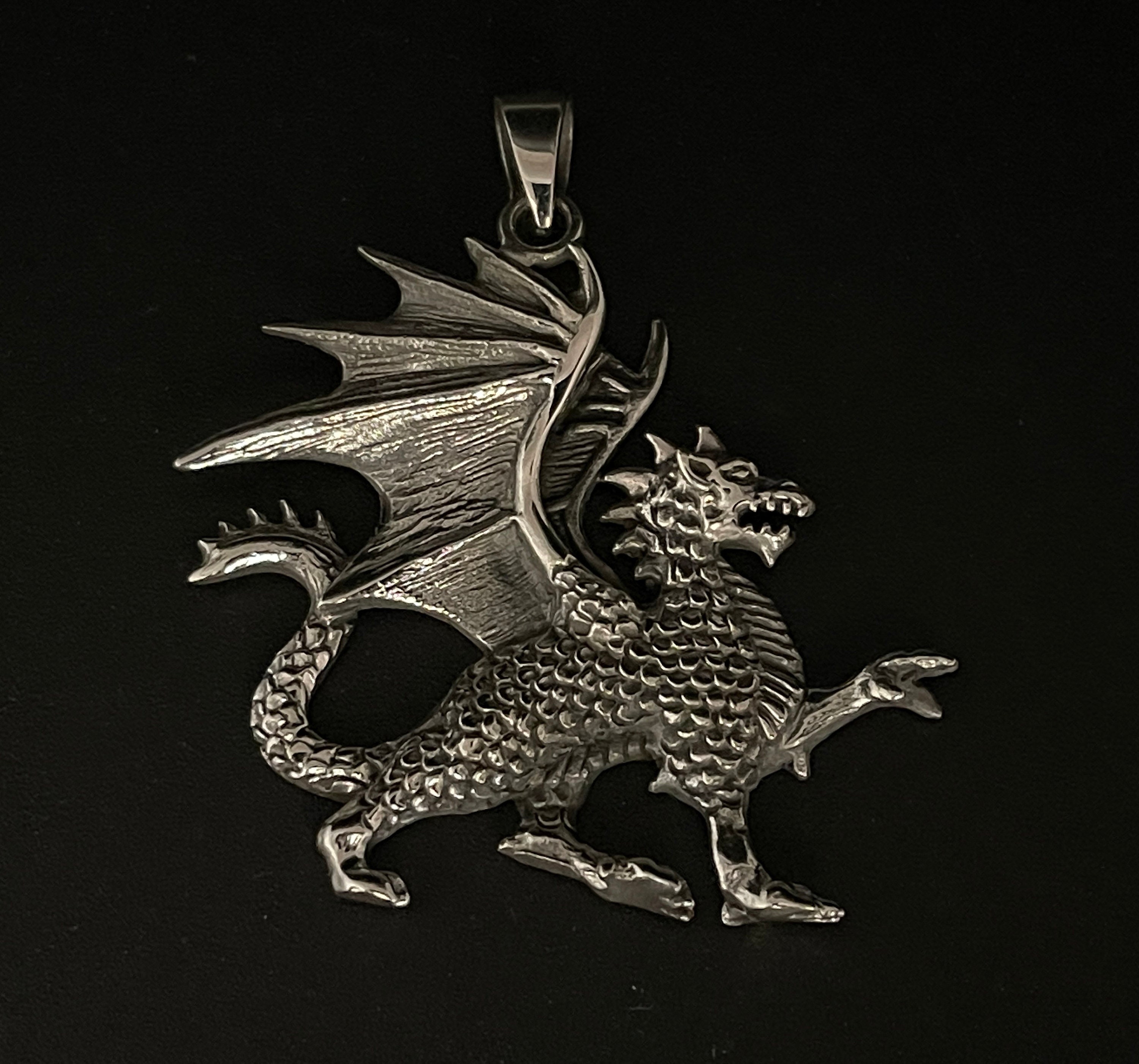 Medieval Dragon Pendant 925 Sterling Silver Silver Dragon | Etsy