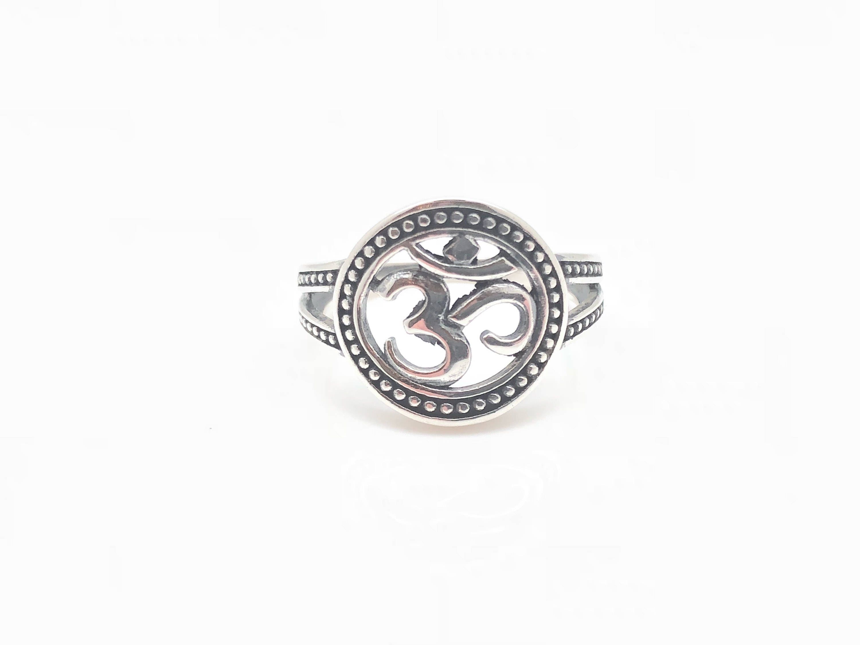 Beaded Silver OM Ring // 925 Sterling Silver - Etsy