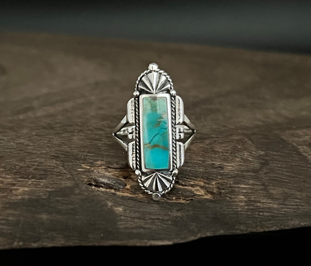 Handmade Sterling Silver Turquoise Ring - Western Design - Etsy