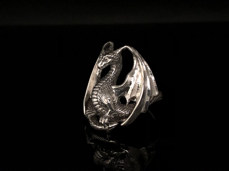 Oxidized Sterling Silver Dragon Ring: Hand Cast 925 Silver - Etsy