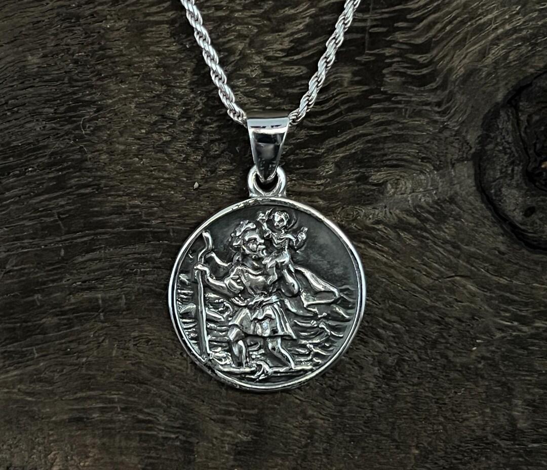 St. Christopher Pendant - 925 Sterling Silver -- Religious Jewelry - Etsy