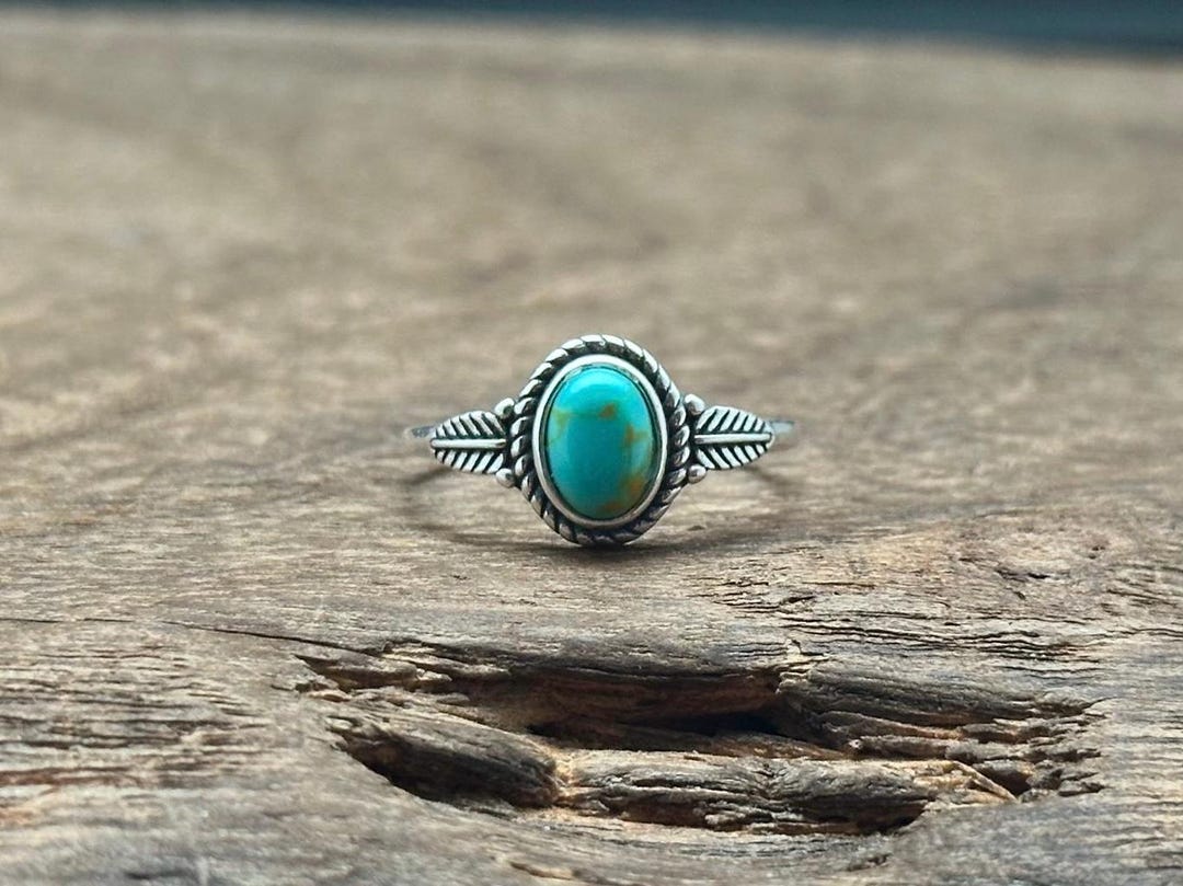 Western Feather Ring With Turquoise // 925 Sterling Silver // Sizes 5 ...